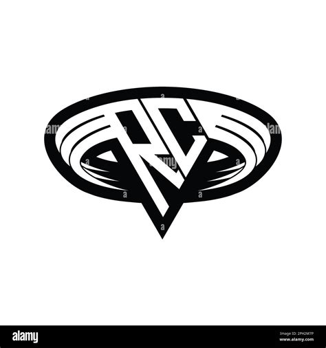 RC Logo Monogram Letter With Triangle Shape Slice Isolated Outline Design Template Stock Photo