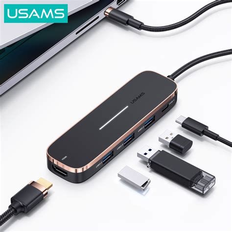 Jual USAMS Multifunctional Type C HUB USB3 0 PD100W Audio Video 4K TF SD Card Shopee Indonesia
