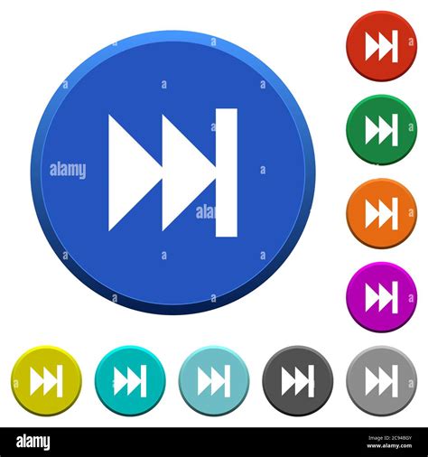 Media Fast Forward Round Color Beveled Buttons With Smooth Surfaces And