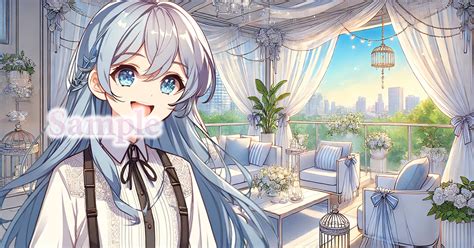背景画像 配信背景 VTuber配信にも水色と白のエレガントなかわいい部屋 パステルクリーム屋 BOOTH