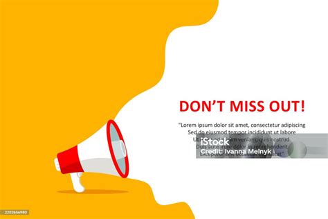 놓치지 마세요 메가폰이 있는 배너 말풍선 배너를 놓치지 마세요 소매 쇼핑 온라인 마케팅 템플릿 배너 포스터 및 배경에 대 한 벡터 그림 가격에 대한 스톡 벡터 아트 및 기타