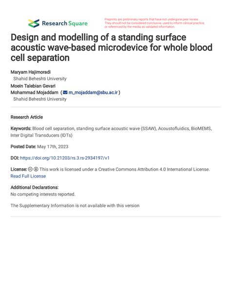 Pdf Design And Modelling Of A Standing Surface Acoustic Wave Based