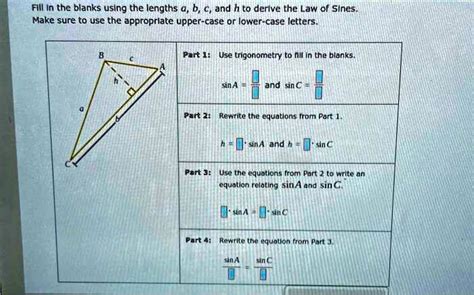 SOLVED Fill In The Blanks Using The Lengths Ab Cand H To Derive The