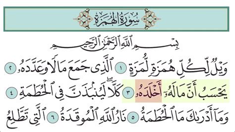 سورة الهمزة آية 3 Youtube