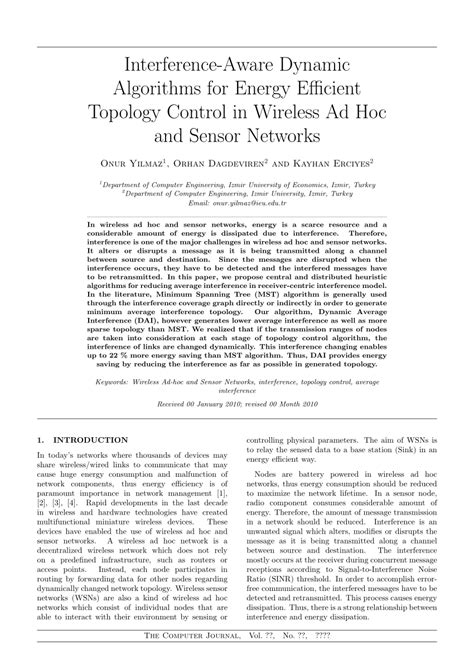 Pdf Interference Aware Dynamic Algorithms For Energy Efficient Topology Control In Wireless Ad