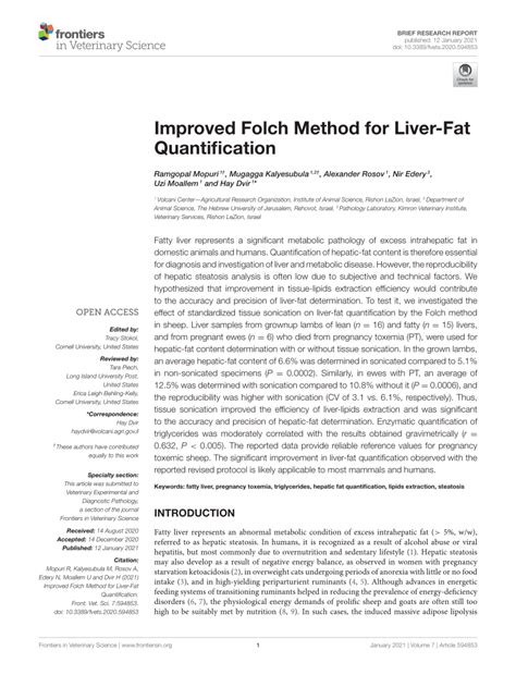 Pdf Improved Folch Method For Liver Fat Quantification