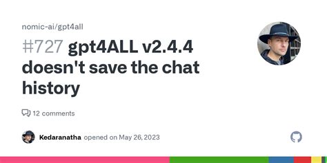 Gpt4all V244 Doesnt Save The Chat History · Issue 727 · Nomic Ai