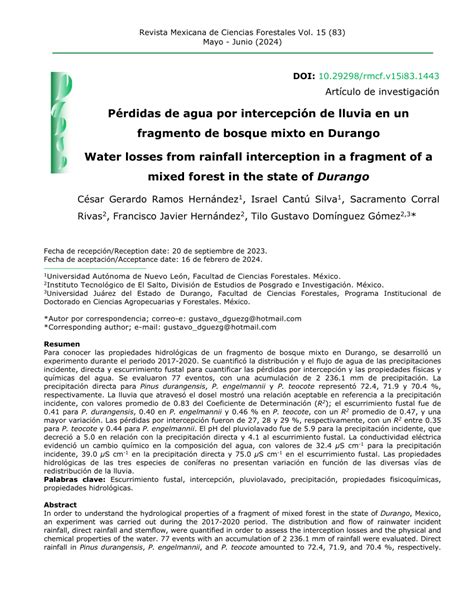 Pdf Water Losses From Rainfall Interception In A Fragment Of A Mixed Forest In The State Of