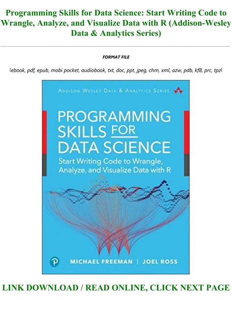 pdf download programming skills for data science start writing code to