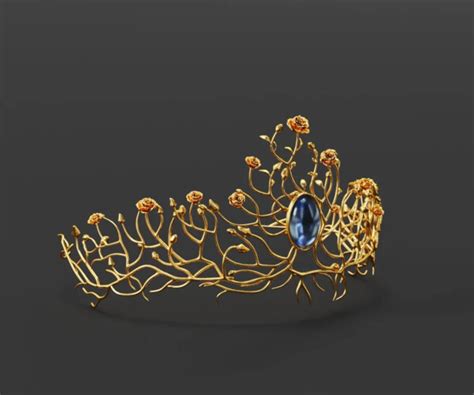 Artstation Royal Gold Crown With Sapphire Game Assets