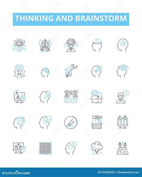 Thinking And Brainstorm Vector Line Icons Set Ideation Brainstorming Ponder Conceptualize