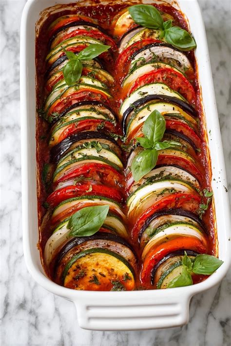 Baked Ratatouille With Fresh Vegetables Colorful And Flavorful