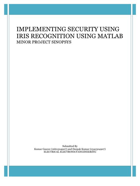 Implementing Security Using Iris Recognition Using Matlab Pdf