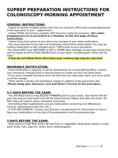 Am Suprep Preparation Instructions For Colonoscop1 Pdf Drink Colonoscopy