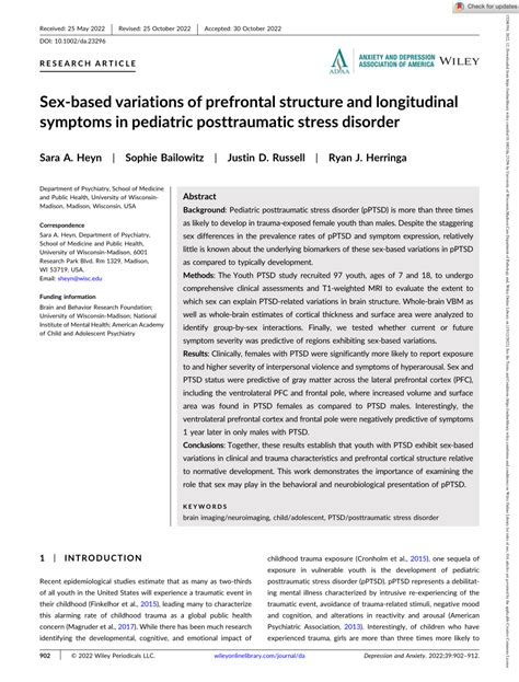 Pdf Sex‐based Variations Of Prefrontal Structure And Longitudinal Symptoms In Pediatric