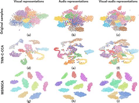 the t sne method is utilized to visualize the audio visual test data in