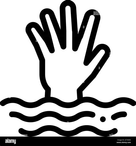 Saving Drowning Man Icon Vector Outline Illustration Stock Vector Image