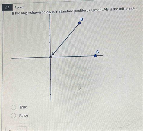 solved 27 1 point if the angle shown below is in standard position