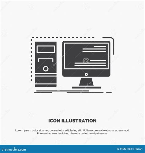 Computer Desktop Hardware Workstation System Icon Glyph Vector