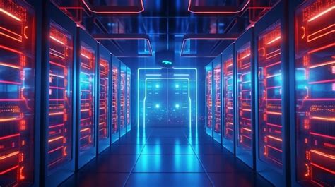 premium ai image 3d rendering of a server room featuring a data design element for nodebased