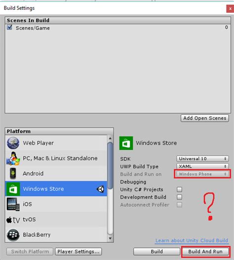 build and run windows store unity engine unity discussions