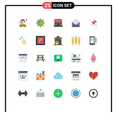25 User Interface Flat Color Pack Of Modern Signs And Symbols Of Pin