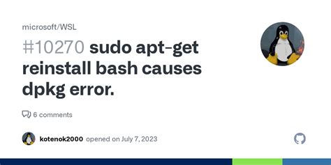 Sudo Apt Get Reinstall Bash Causes Dpkg Error · Issue 10270