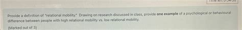 Solved Provide A Definition Of Relational Mobility