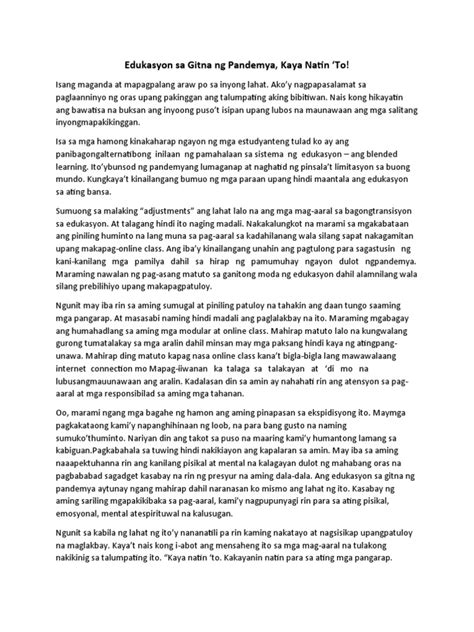 Edukasyon Sa Gitna Ng Pandemya Pdf