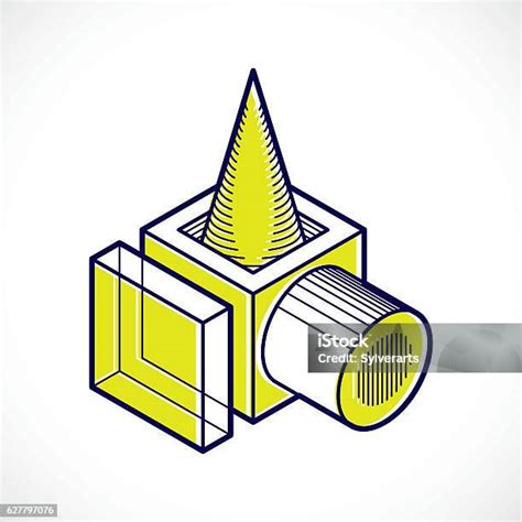 Desain 3d Bentuk Kubus Dimensi Vektor Abstrak Ilustrasi Stok Unduh