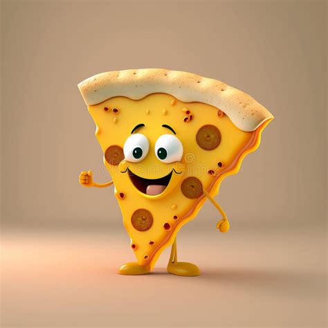 Cute Cartoon Cheese Pizza Character Generative Ai Stock Illustration