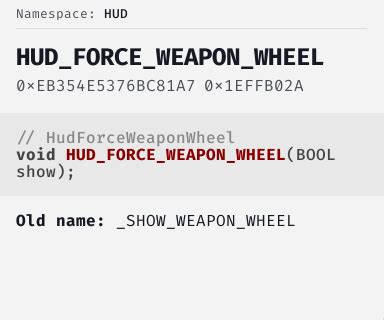HudForceWeaponWheel FiveM Natives Cfx Re Docs