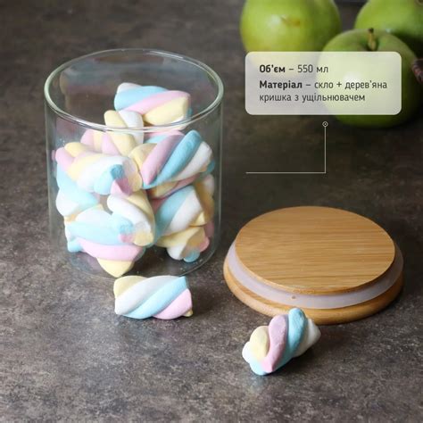 ᐉ Ємність для зберігання сипучих продуктів скляна з бамбуковою кришкою 600 мл Sku1951 • Краща