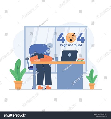 Girl Sleeping While Webpage Error Stock Vector Royalty Free
