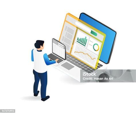 아이소메트릭 플랫 3d 그림 개념 데이터를 분석하는 남자 개념에 대한 스톡 벡터 아트 및 기타 이미지 개념 개념과 주제 개발 Istock