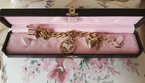 Vintage Juicy Couture Charm Bracelet With Diamond Gem Charm Box Charm