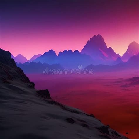 Retro Futuristic Synthwave Retrowave Styled Vaporwave 80s Cyberpunk Style Synthwave Landscape