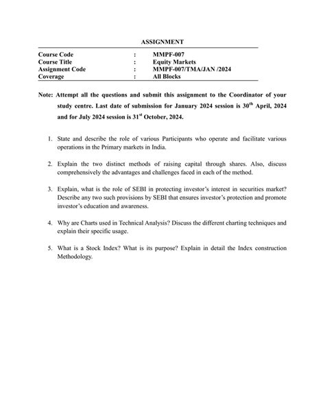 Mmpf 007 Equity Markets Solved Assignment 2024 Free Solved Assignment