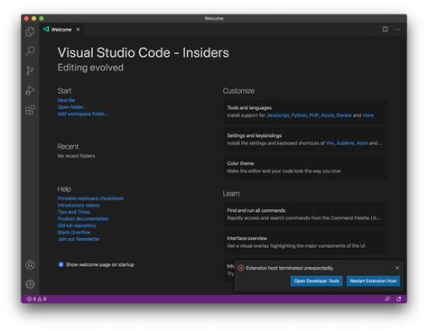 extension host terminated unexpectedly · issue 100118 · microsoft