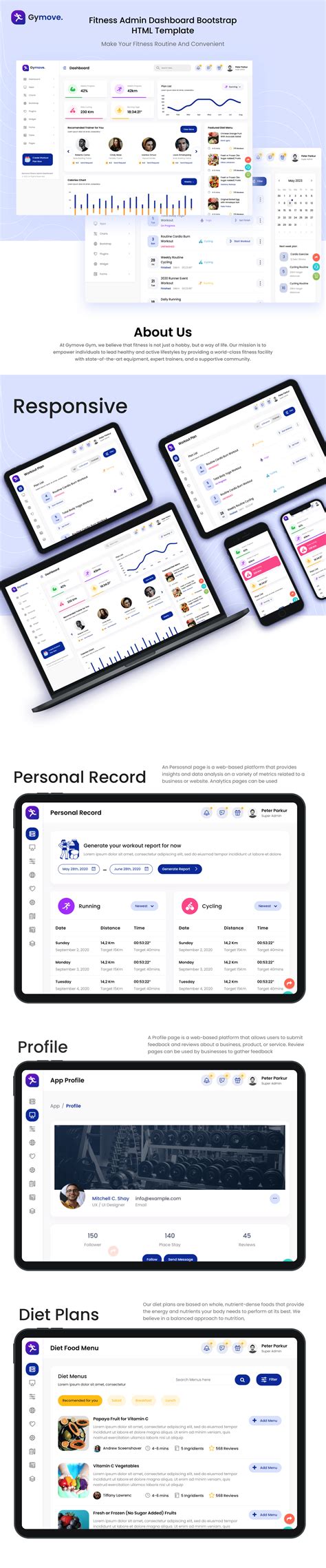 Gymove Fitness Admin Dashboard Bootstrap Template Behance