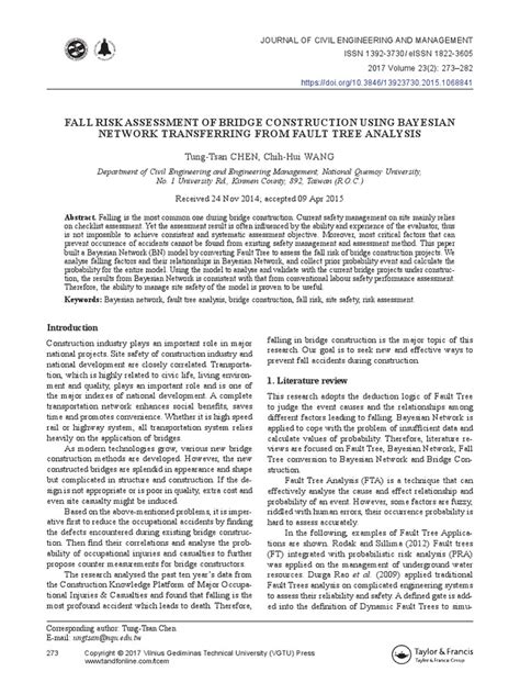Fall Risk Assessment Of Bridge Construction Using Pdf Bayesian Network Risk
