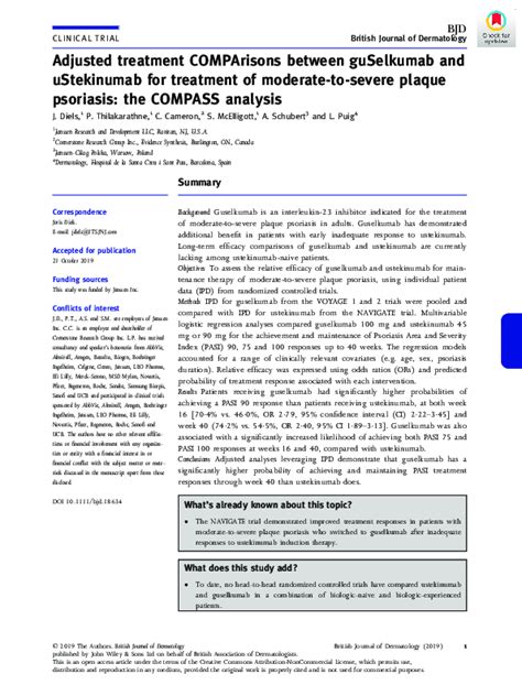 Pdf Adjusted Treatment Comparisons Between Guselkumab And Ustekinumab