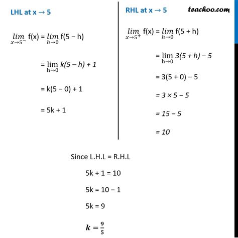 Ex 5 1 29 Find K F X Kx 1 3x 5 Is Continuous At X 5