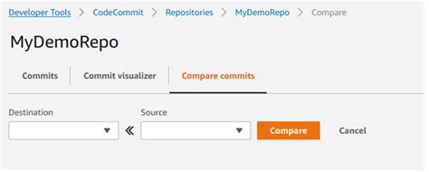 compare commits in aws codecommit aws codecommit