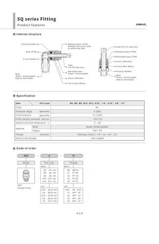 Sqz3 1002 10 1 4 Bspt Rotary Male Elbow Push To Connect Fitting Chelic