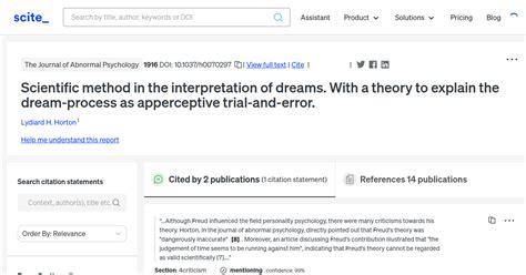 Scientific Method In The Interpretation Of Dreams With A Theory To Explain The Dream Process As