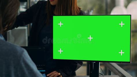 Software Developers Working On Code Programming With Greenscreen Stock