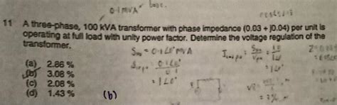 Solved A Three Phase KVA Transformer With Phase Chegg