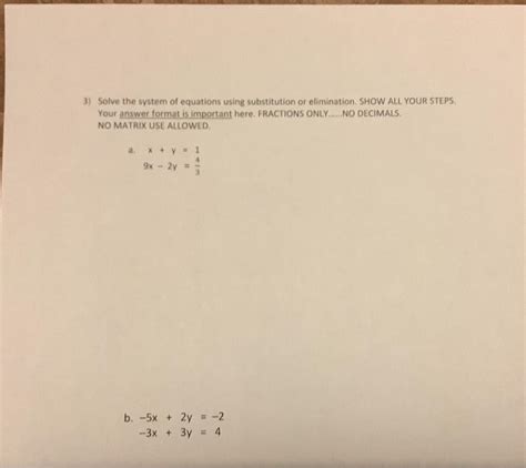 Solved Solve The System Of Equations Using Substitution Chegg