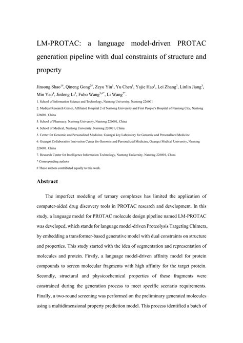 Pdf Language Model Driven A Protac Generation Pipeline With Dual Constraints Of Structure And